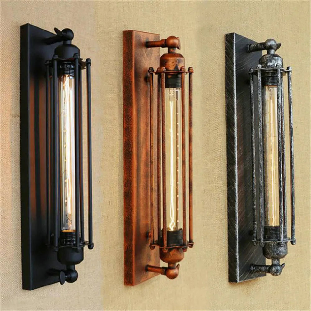 Vintage Black Rustic Wall Light with Edison Filament Bulb - Perfect fo ...